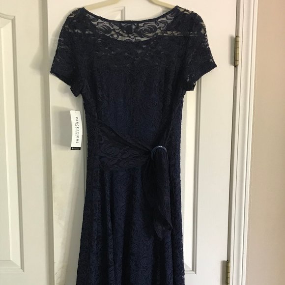 Perceptions New York | Dresses | Perceptions New York Navy Blue Lace ...